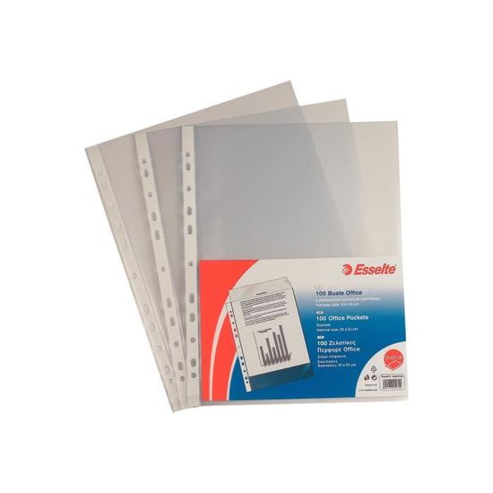 Esselte Pochette perforée 230 x 330 mm transparent (pack de 100 ...