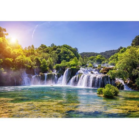 Papier Peint Panoramique Intissé Cascada Chute d'eau Forêt 416x254 cm Chambre Salon Photo Non ...