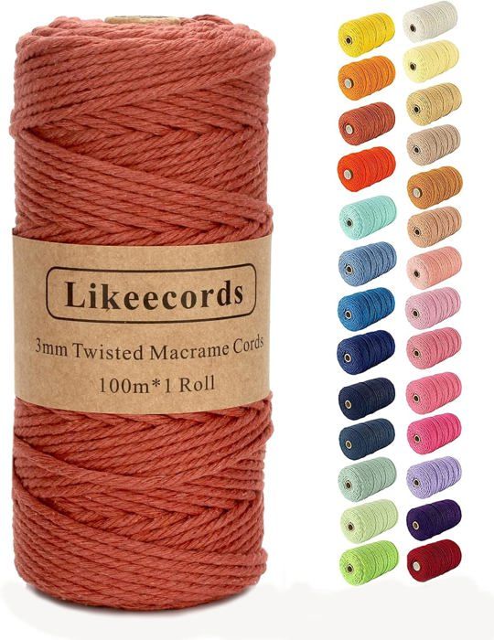 Corde Macramé 3mm*100m,Fil macramé Naturel Coton Cordon pour Hanging ...