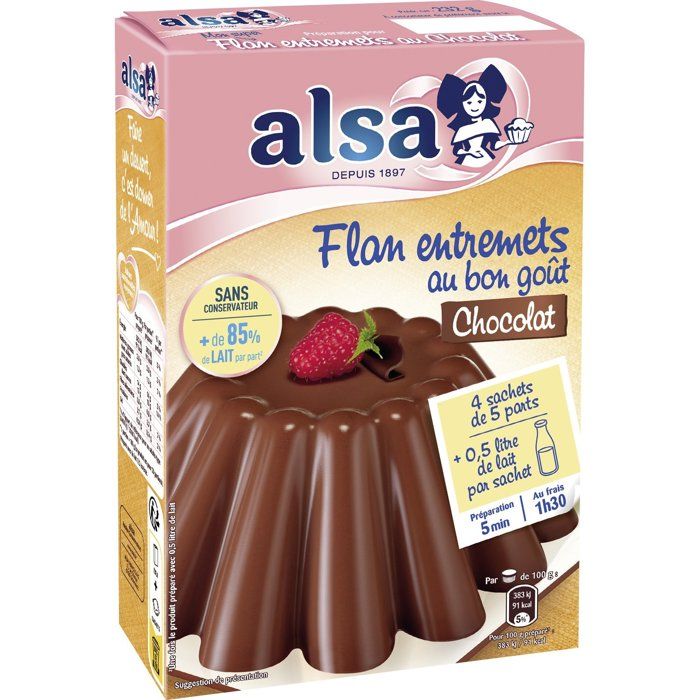Lot 3 Préparation flan entremets au chocolat ALSA 232 gr - Cdiscount Au quotidien