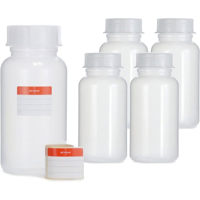 Bouteilles de laboratoire Octopus Lot de 5 - 1000 ml col large en LDPE ...