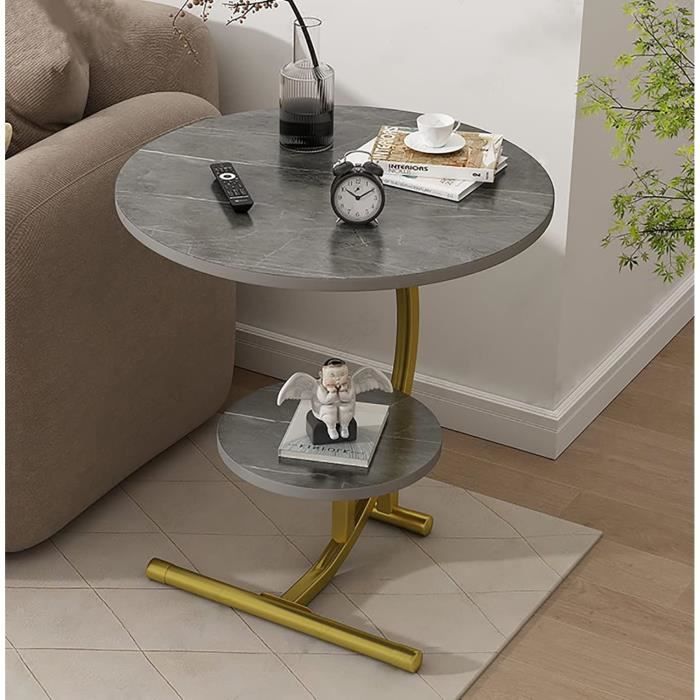 Deluxe Table Basse En Marbre Double Couche Ronde Table Latérale Moderne ...
