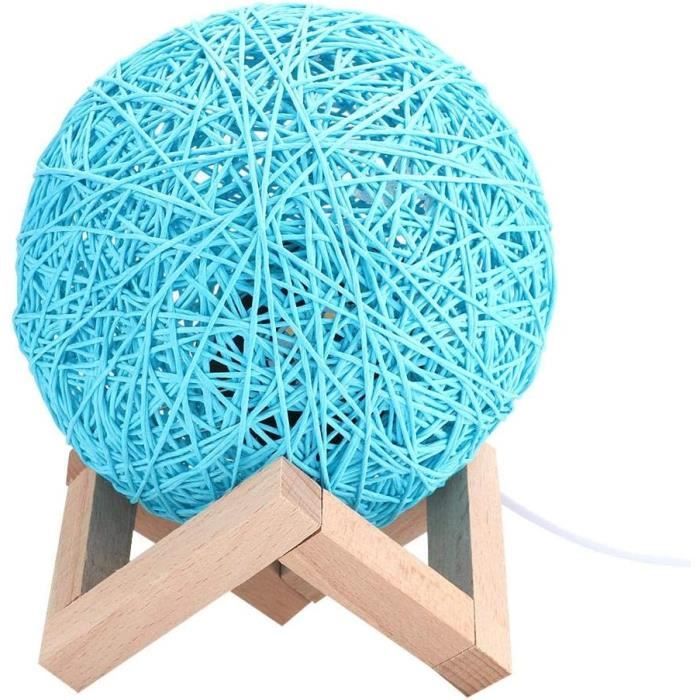 Lampe De Table De Chevet Romantique, Boule De Rotin Rechargeable ...