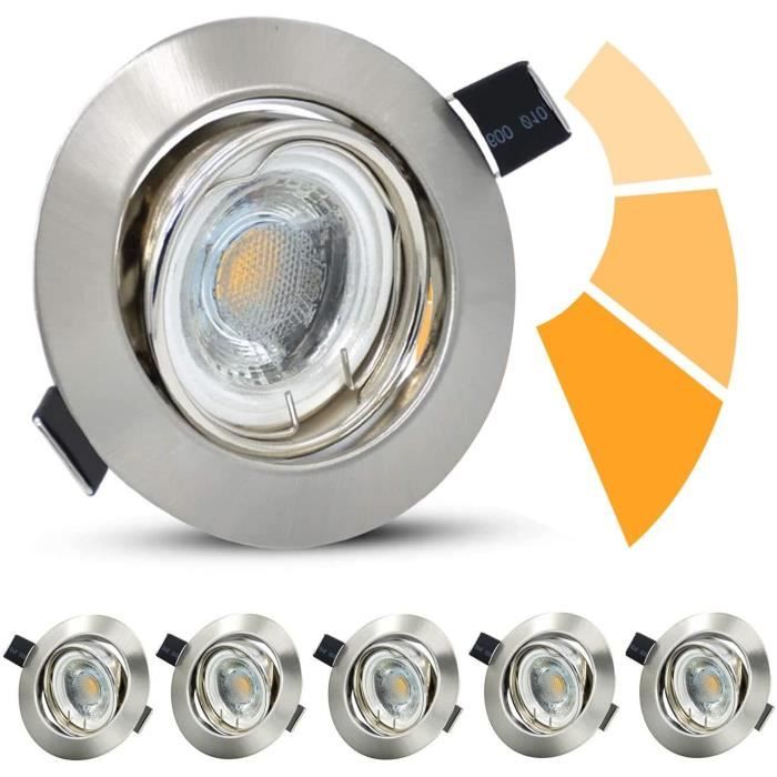 Lot De 6 Spots Led Encastrables, Plafonniers Led 6W À Encastrer, 500Lm, Orientables 40°, Ultra ...