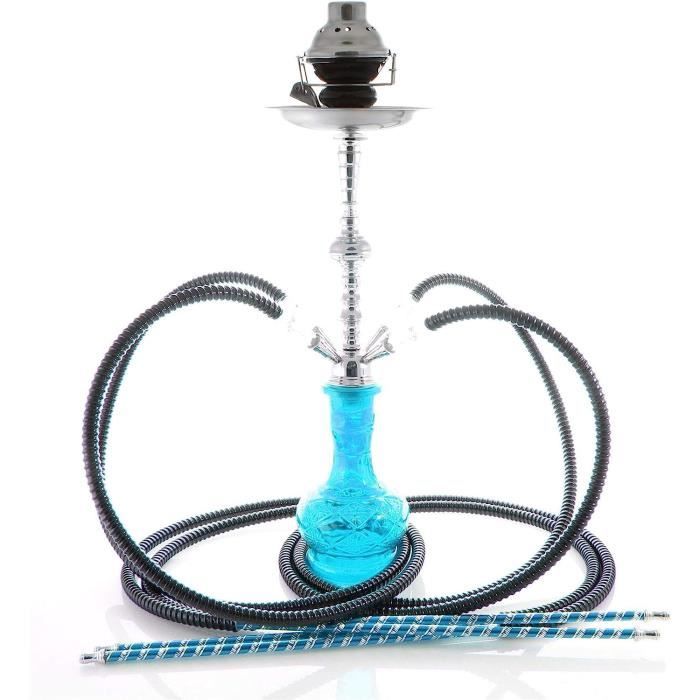 Chicha NARGUILE sans tabac sans nicotine 56cm Bleu 4-Sorties shisha ...