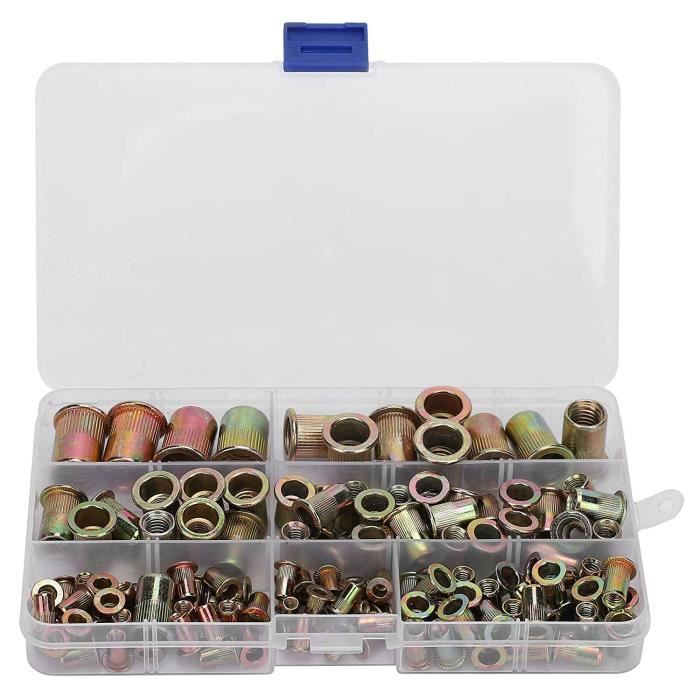 Écrou à Rivet en acier 128 Pièces, Écrous à Sertir Filetés à Tête Plate ...