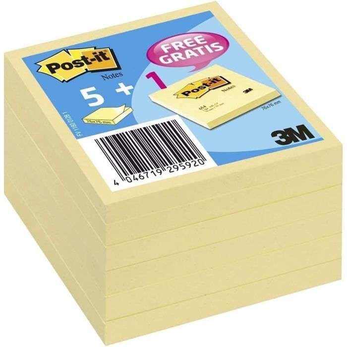 Post It Notes Jaune Canari Pack Promo Pack De 5 1 Bloc Gratuit