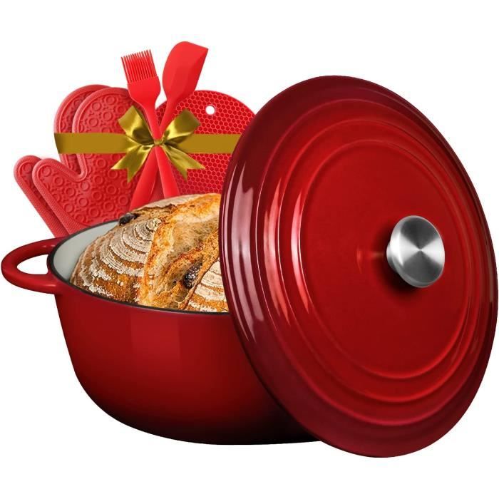 Cocotte Fonte Émaillée avec Couvercle, Cocotte en Fonte Induction, Four ...