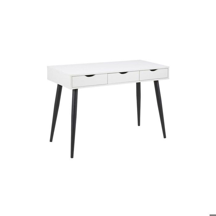 Nete Bureau avec 3 tiroirs, en pieds en métal, blanc, noir. - Cdiscount ...