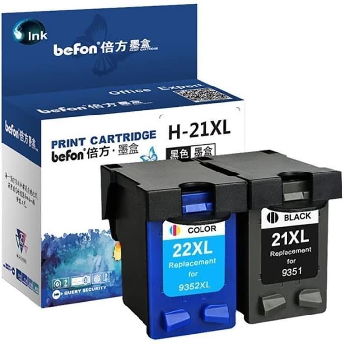 Befon 21 x l 22 x l Cartouches d'encre remanufacturées pour HP 21 22 XL ...