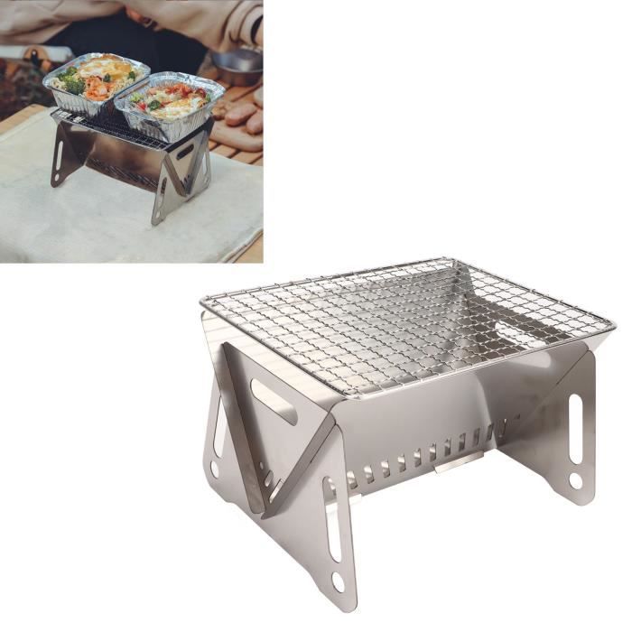 ESTINK Gril de barbecue pliant Barbecue pliant en acier inoxydable résistant à la chaleur gril à ...