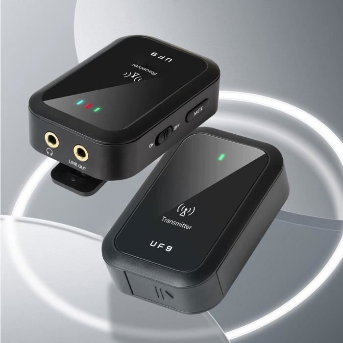 Microphone cravate sans fil UHF 1 pour 2 avec réduction de bruit pour ...