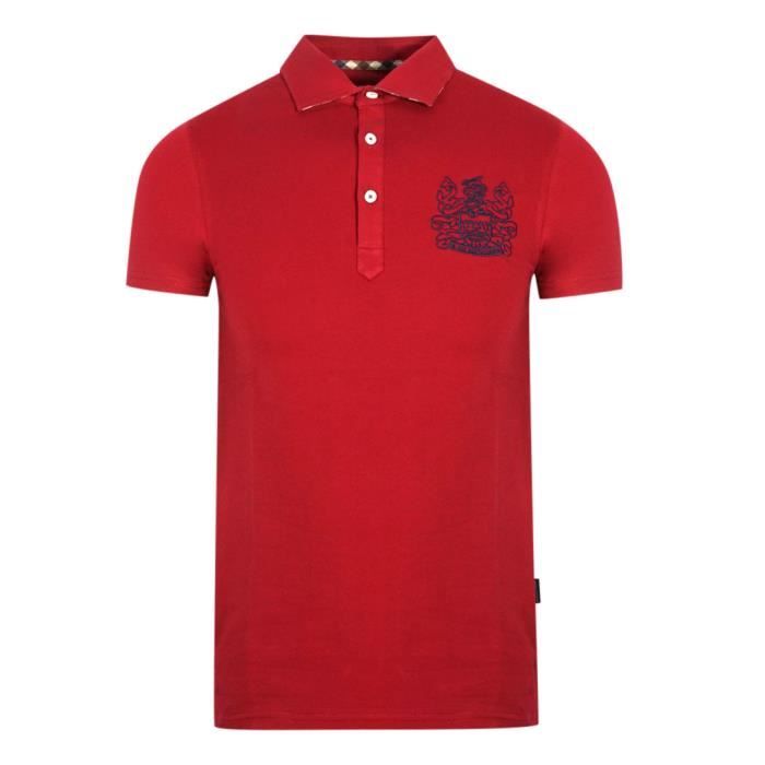 Polo Aquascutum Rouge - Homme - Coupe Ajustée - Manches Courtes - Col ...