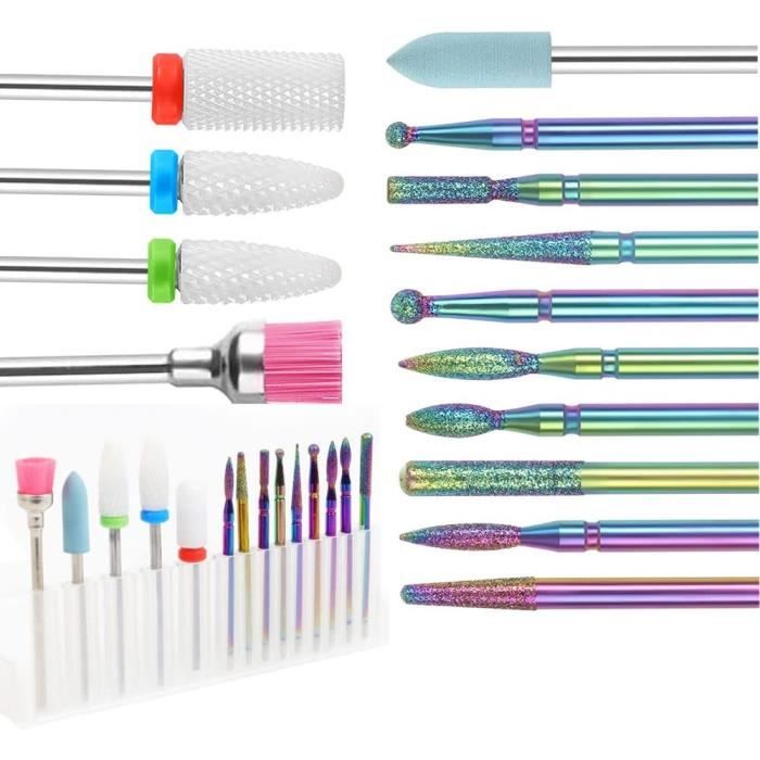 Ehskzjh Embout Ponceuse Ongles, 14Pcs Céramique Ensemble Foret À Ongles ...