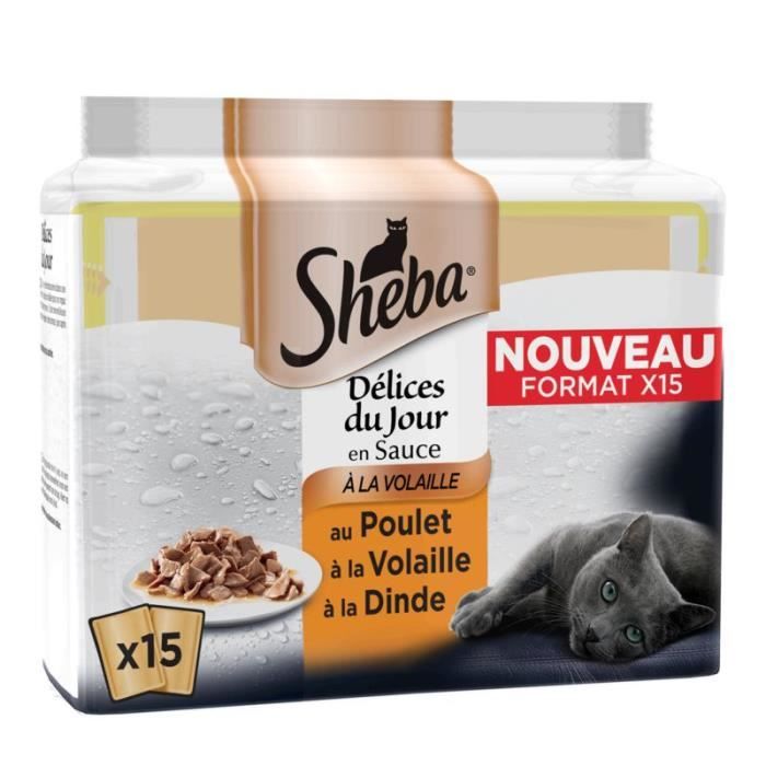 SHEBA Délices du jour au poulet, à la volaille et à la dinde - 15 x 50 ...