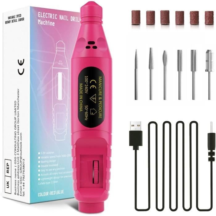 Lime a Ongle Electrique, SPECOOL Ponceuse pour Ongles à Vitesse ...