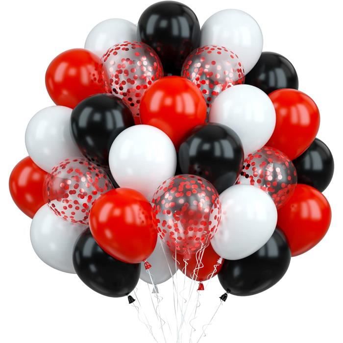 Ballons Rouges et Blancs, 30 Pièces Ballons Confettis Rouges Noirs D ...
