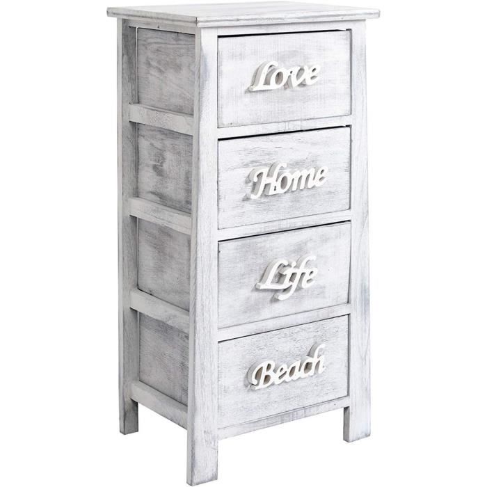 Rebecca Mobili Commode Blanc Gris, Caisson de Rangement 4 Tiroirs ...