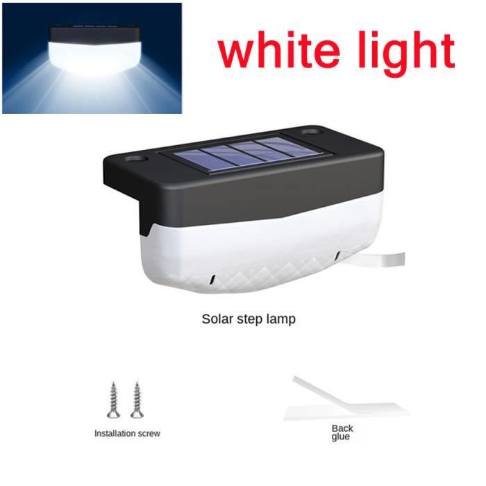 White Light 4-pcs Lampes Solaires LED d'Extérieur Étanches pour Rampe ...