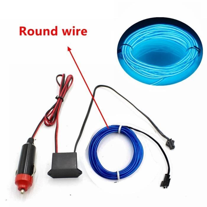 BANDE LED,Round Wire-Rouge-10Meter 33FT--EL Fil Avec 6mm Bord De ...