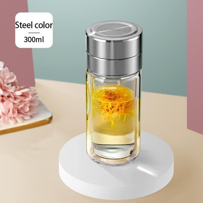 GOURDE,06--Infuseur à thé en verre à Double paroi, bouteille'eau de voyage, tasse à thé avec ...