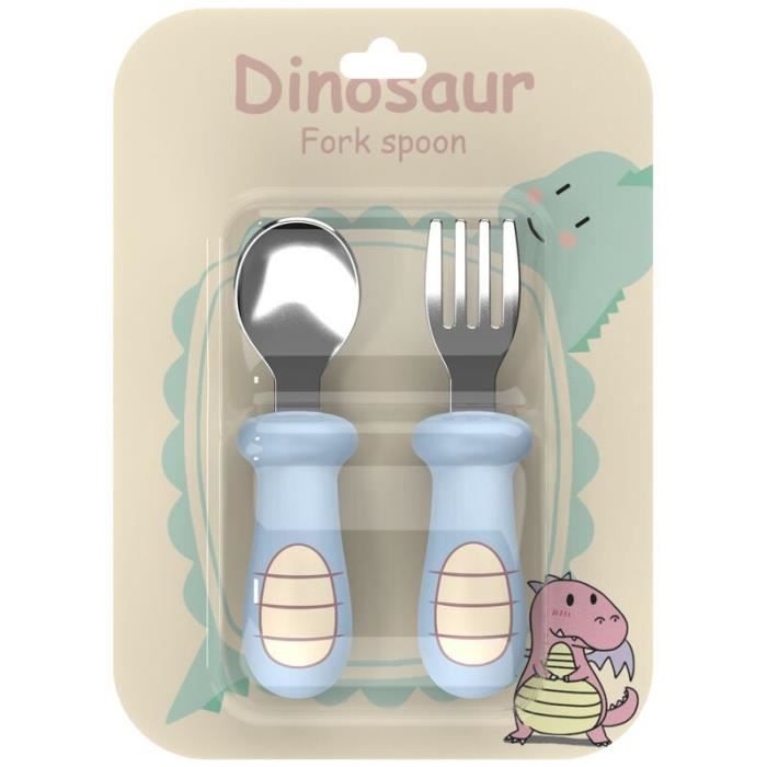 COUVERTS BEBE,Blue--Ensemble de couverts en acier inoxydable pour bébés ...