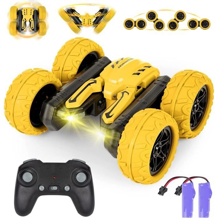 Voiture RC, voiture RC tout-terrain rotative à 360 ° avec 2 piles rechargeables, jouets pour ...