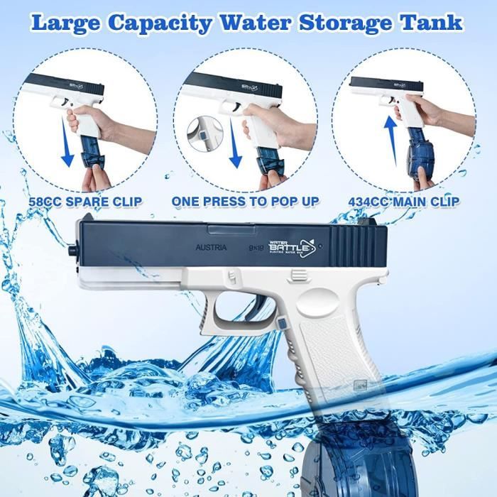 Pistolet à Eau électrique - Puissant Pistolet à Eau - Longue Portée de 8-10 Meter - Pistolet à ...