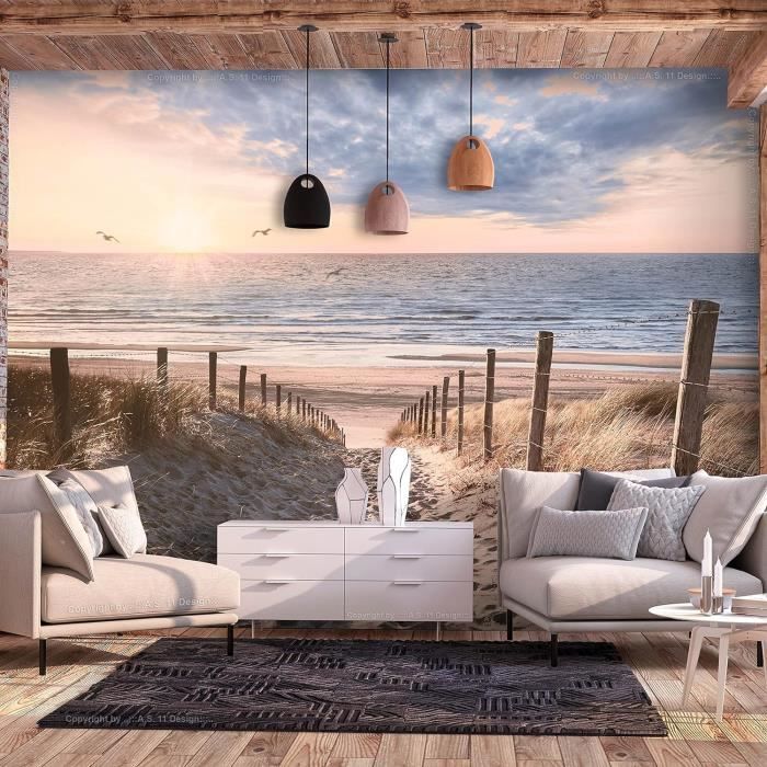 Papier Peint Adhésif Plage Mer 147X105 Cm Mural Décoration Feuille ...