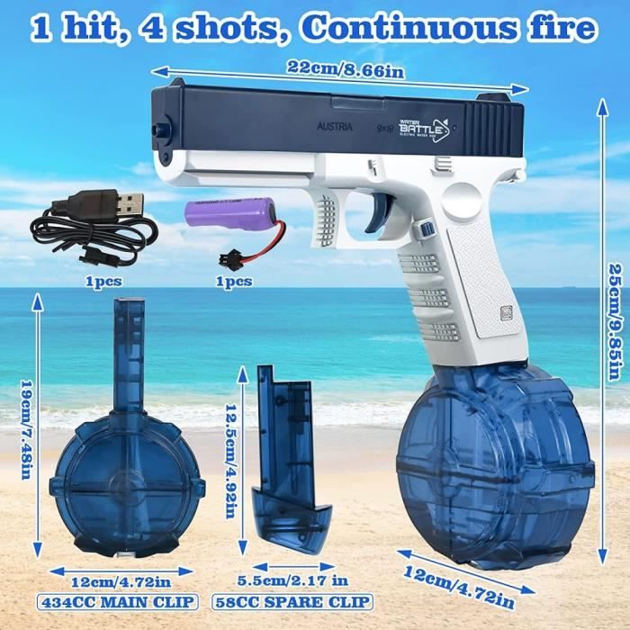 Pistolet à Eau électrique - Puissant Pistolet à Eau - Longue Portée de 8-10 Meter - Pistolet à ...