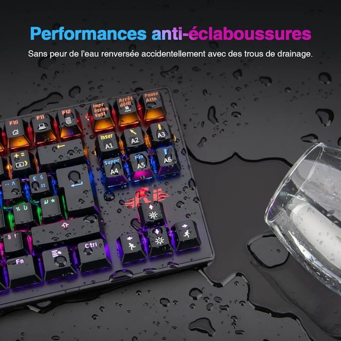Clavier gamer mécanique 22 modes RGB rétroéclairage 88 touches compact ...