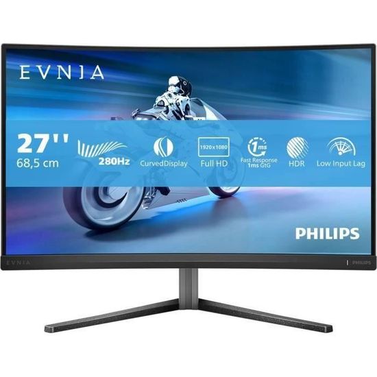 Écran PC - PHILIPS - Evnia 27M2C5200W - 27" FHD - Dalle incurvée Fast ...