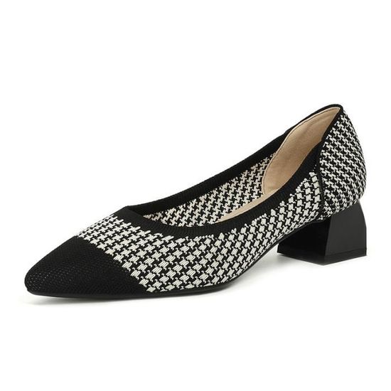 Escarpins Femme Talons Epais Confortable Petit Talon Bout Pointu ...