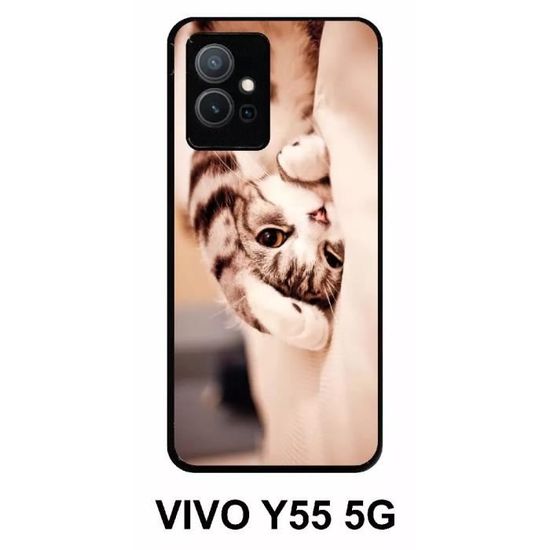 Coque vivo y55 5g - chaton fatigue - silicone - noir - Cdiscount Téléphonie