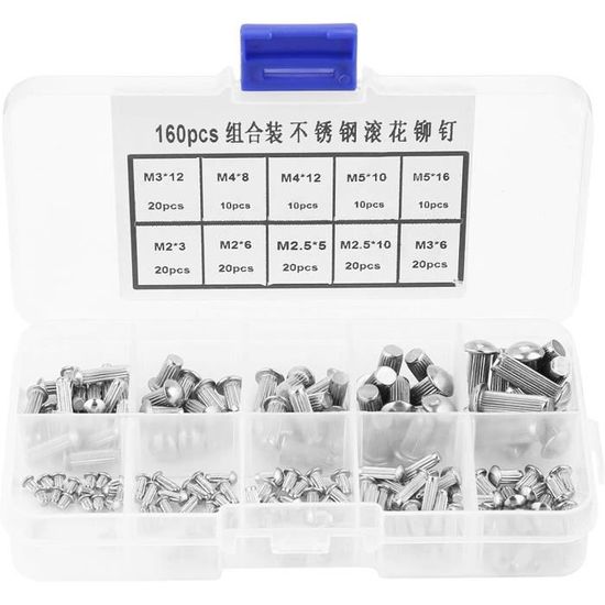 Rivet 160 pièces Rivet en acier inoxydable M2 - M2.5 - M3 - M4 - M5 ...