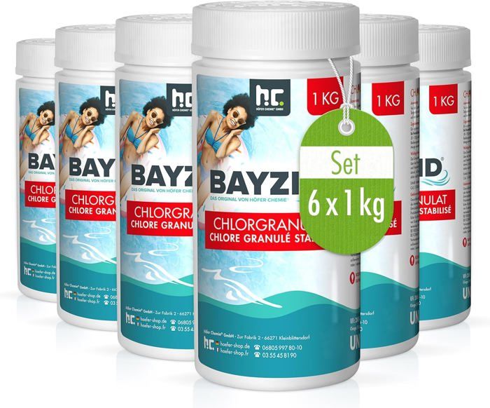 Höfer Chemie 6 x 1 kg BAYZID Granulé de Chlore Choc pour Piscine ...