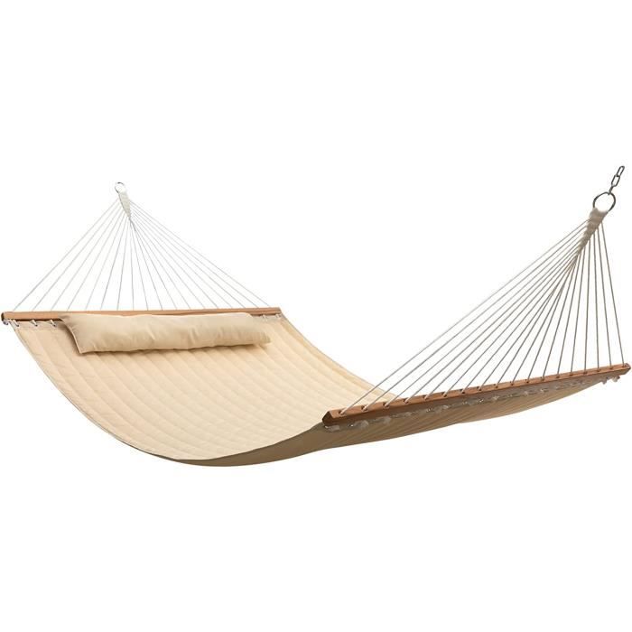 Hamac 2 places en tissu matelassé avec bretelles et coussins amovibles ...