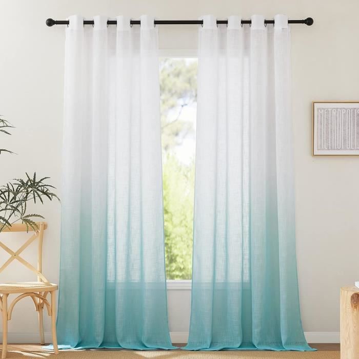 Décoration De Fenêtre - Voilage Lot De 2 Rideaux Panneaux Voile En Lin ...