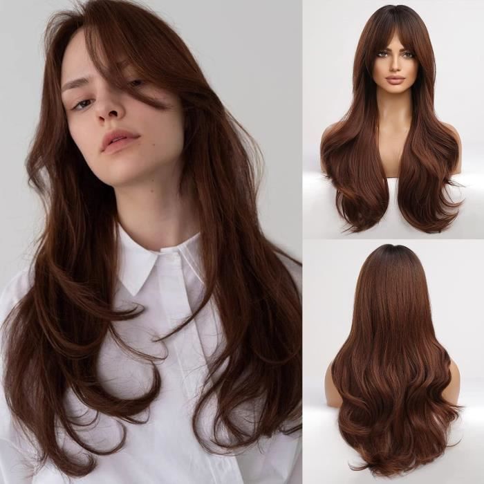 Femmes Boucles Vague Perruque Naturel Résistant À La Chaleur Perruque ...