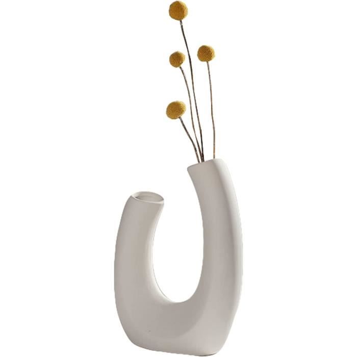 Vase en Céramique Blanc Petit Vase de Fleurs Minimaliste Moderne Vase ...