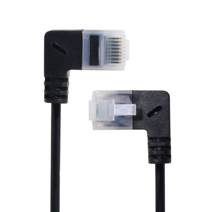 CY RJ45 UTP Câble réseau Ethernet, LAN, coudé à angle droit, compatible ...