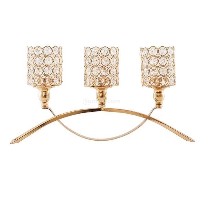 F doré Candélabres à 3 bras en arc de cristal, pont, gobelet, bougeoirs ...