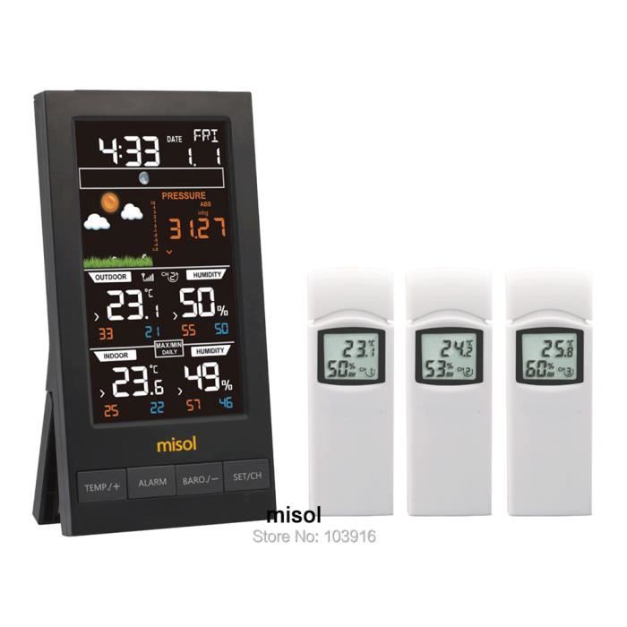 3 capteurs - station météo sans fil avec capteur, 3 canaux, écran couleur - Cdiscount TV Son Photo