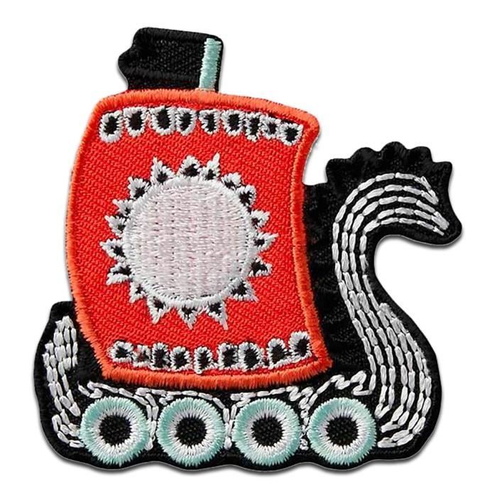 Viking navire - Ecusson thermocollant patches appliques, Taille: 5 x 5 ...