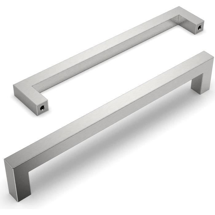 Lot De 10 Poignee De Meuble Cuisine Entraxe 192Mm Acier Inoxydable ...