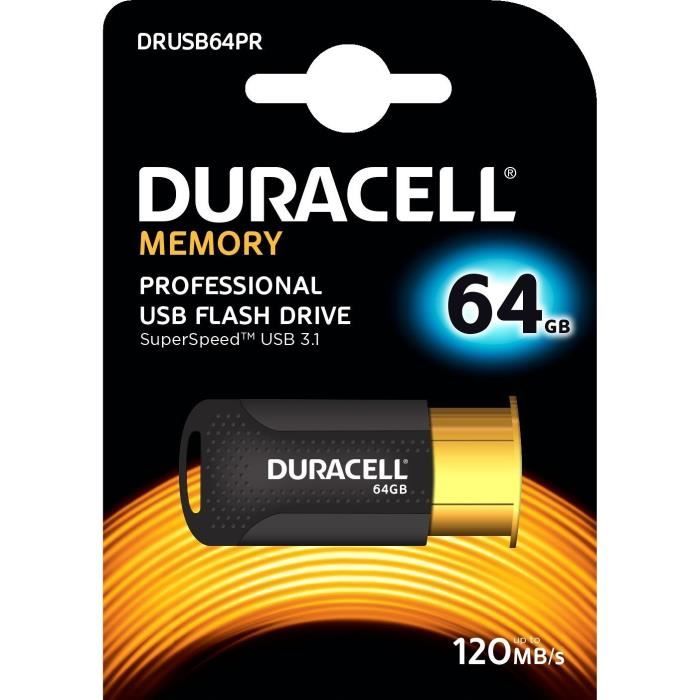 DURACELL CLE USB 64GB 3,0 FLASH DRIVE PUSH (120-5) PROFESSIONAL ...