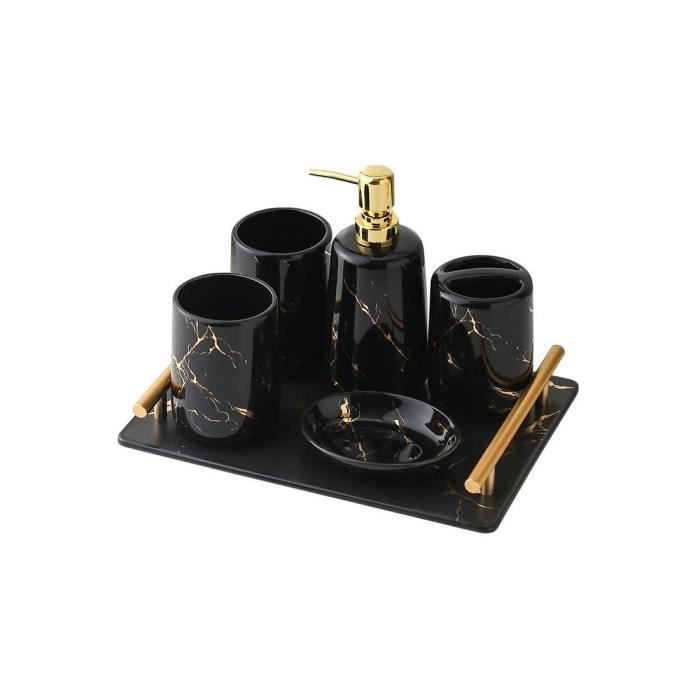 Set de salle de bain - GENERIC - Noir - 5 pièces - Céramique ...