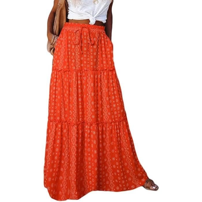 Jupe Femme Ete Fleurie À Imprimé Floral Rétro Mode Élégant Elastique ...