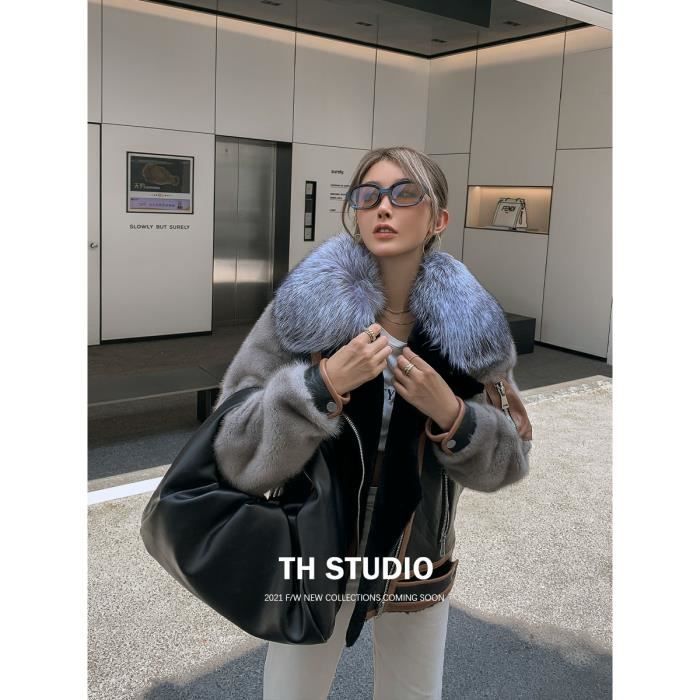 Manteaux de fourrure de vison naturel pour femmes avec de la vraie ...