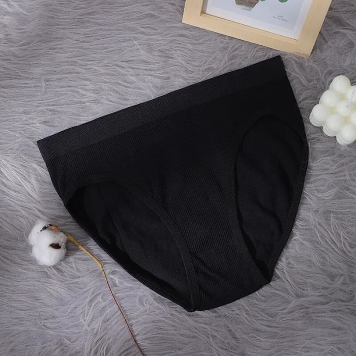 Culotte-slip,culotte en coton pour femme,sous-vêtement doux élastique,Lingerie intime- Black ...